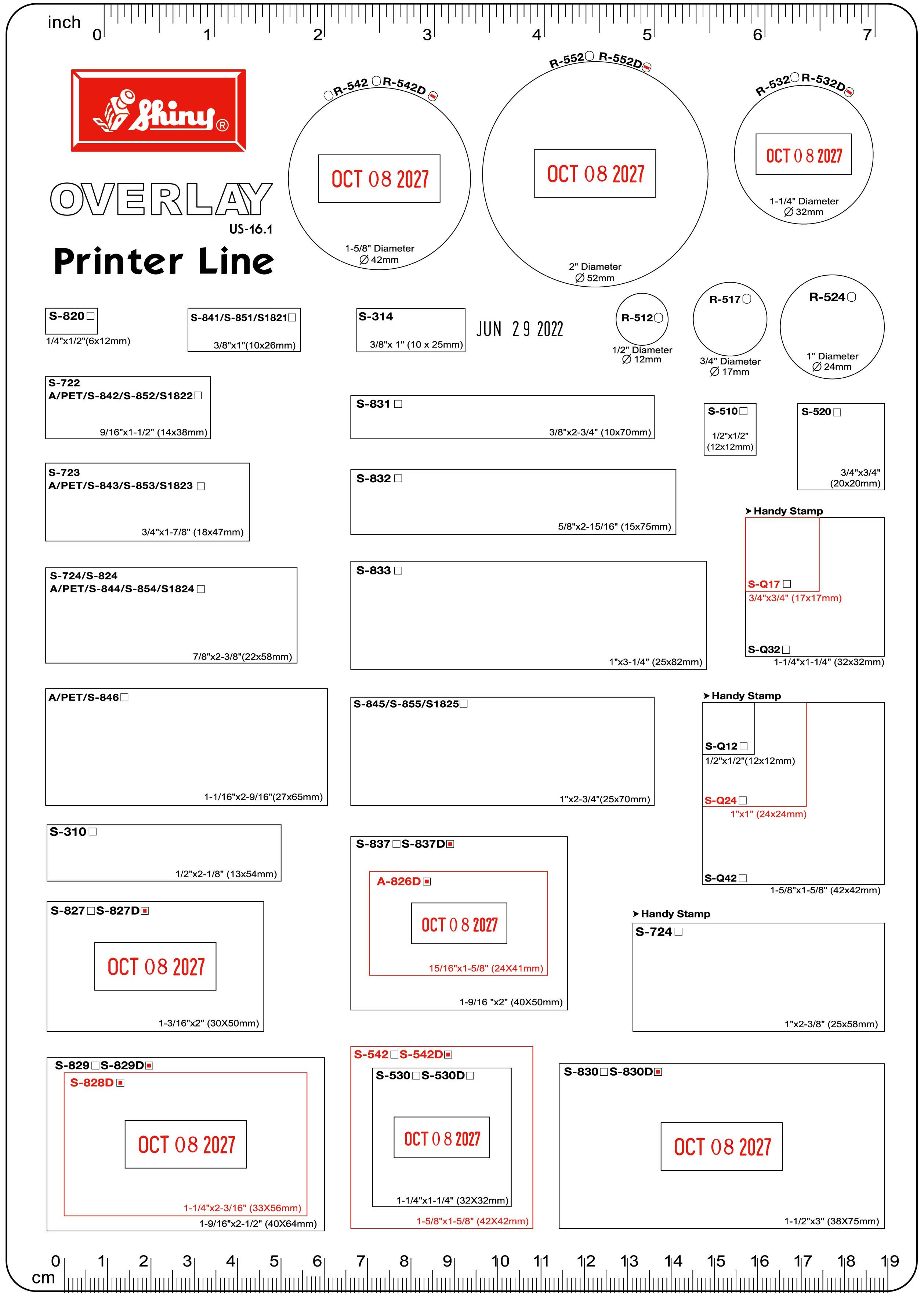 Rubber Stamp Size Reference Charts | Stamp-Connection.com